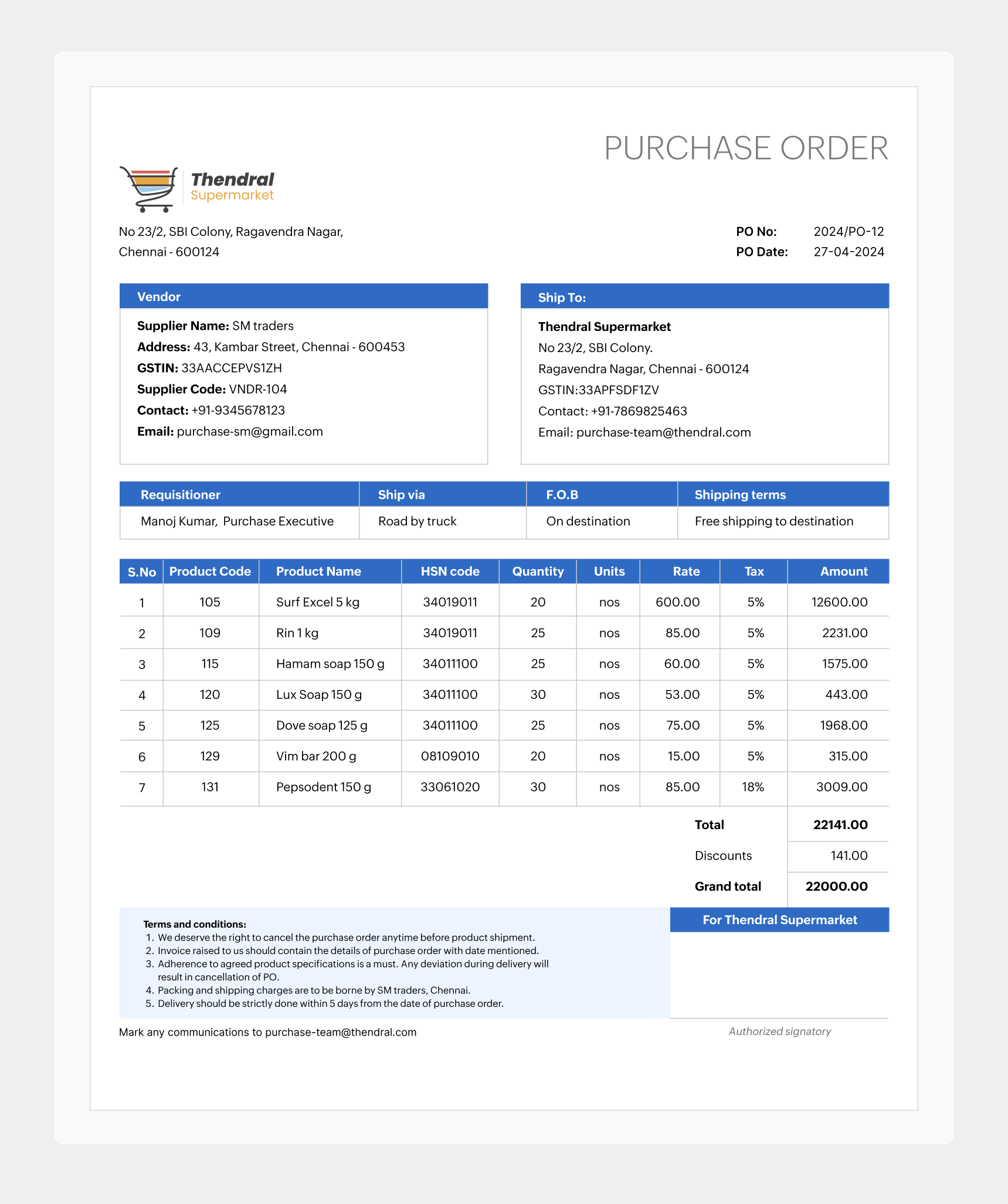 Free purchase order templates - Gofrugal
